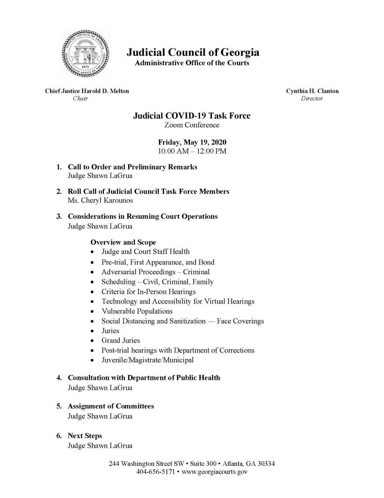 Judicial COVID-19 Task Force - The Georgia Courts Journal